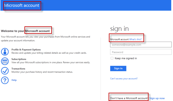 Microsoft Account Billing Information Microsoft Account Billing Information