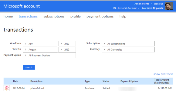 Microsoft Account Billing Information Microsoft Account Billing Information